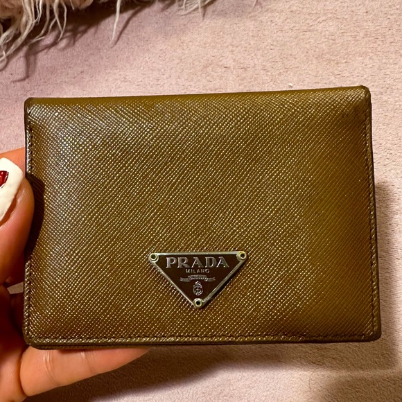 Prada | Bags | Prada Vintage Saffiano Leather Card Pass Case Purse Brown | Poshmark